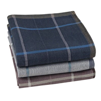 Mens Check Pocket Handkerchief, 3-Piece Pocket Handkerchief