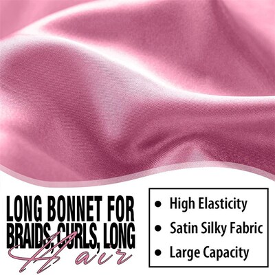 Extra Large Hair Long Silk Bonnet Cap With Elastic Satin Hai