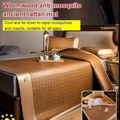 Ice Silk Mat  Foldable Double Bed Mugwort Mat Cool Mat Bambo