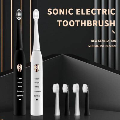 Jianpai Adult Black White Classic Acoustic Electric Toothbru