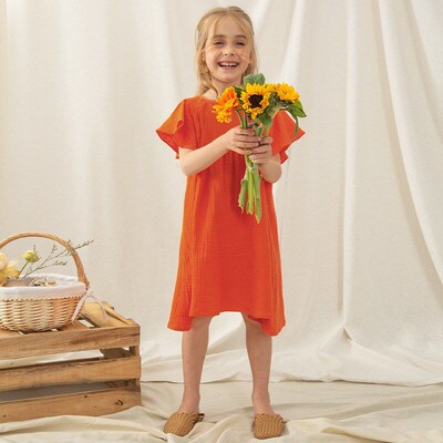 European Girls Dress 2025 Cotton Red Cute Summer Advanced Pr