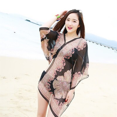 Women Summer Beach Bikini Cover Up Loose Chiffon Blouse Shaw