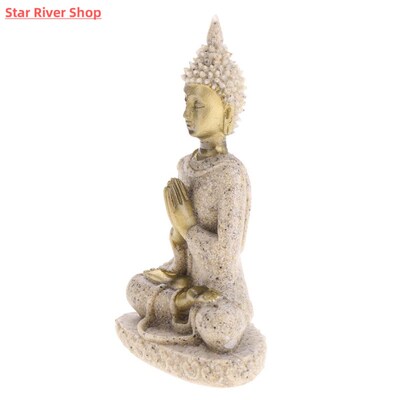 MagiDeal The   Sandstone Meditation Buddha Statue Sculpture