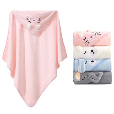 Cartoon Animal Baby Bath Towels Soft Newborn Hooded Towel Bl