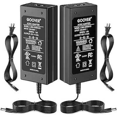 GOOVER 60W Power Supply Adapter(2 Pack), 12V DC Low Volta
