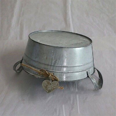 1 Pack Small Galvanized Buckets Oval Metal Pails for