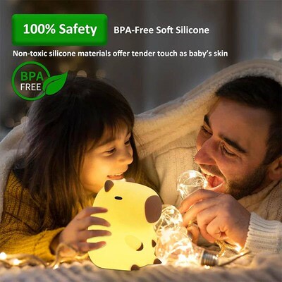 Cute Capybara Night Light Childrens Silicone Nightlight Gif