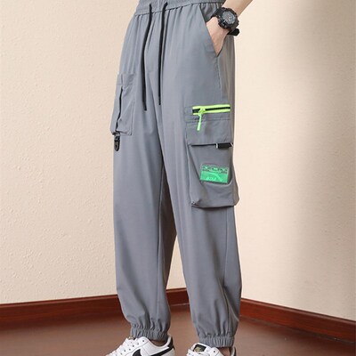 Summer Multi-Pockets Sweatpants Men Baggy Joggers Quick Dry