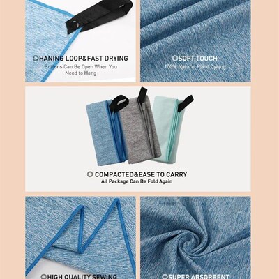 Microfiber Quick Dry Gym Towel Silver ION OdorFree Absorbent