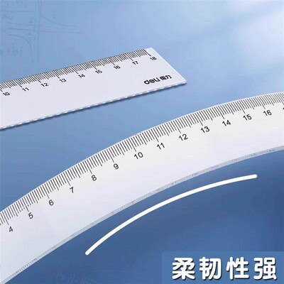 Deli Transparent Ruler with Large Numbers and Wavy Line, Mul