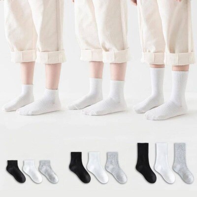Three Lengths of Children Socks Boys Girls Black White Gray
