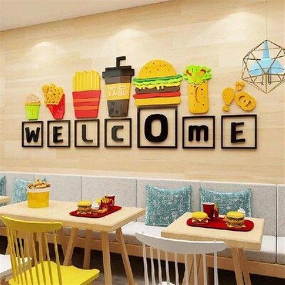 Burger Fried Chicken Shop Hall Wall Stickers Fast Food Shop