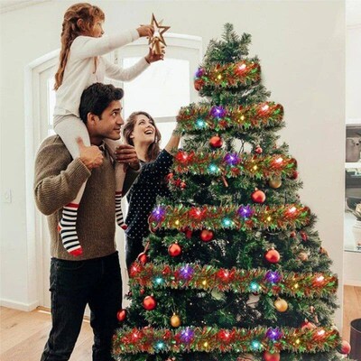 16.4Ft Christmas Tinsel Garland Metallic Shinny With LED Lig