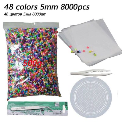 500g 8000pcs 5mm Hama Beads (1 Template+3 IronPaper+2 Tweeze