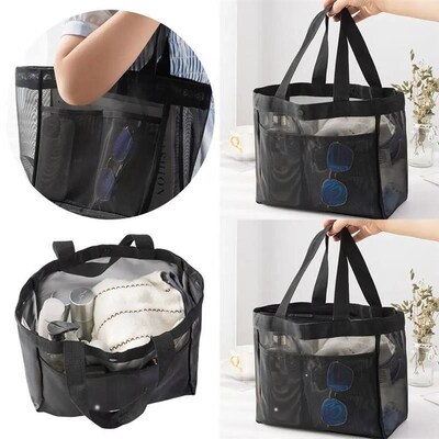 1pcs Unisex Large Capacity Multifunctional Mesh Handbag Beac