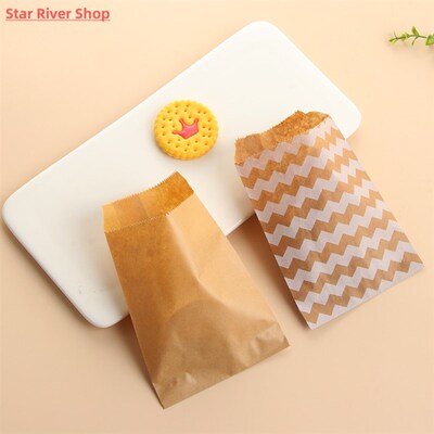 50pcs 15*10CM Wave Dot Kraft Paper Candy Biscuit Bags Packin
