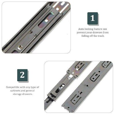 2 Pcs Cold Rolled Steel Drawer Slides 10 Inch Galvanized