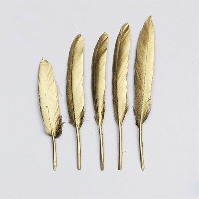 50pcs/bag Gold Plated Feathers 5-7inches for Christmas