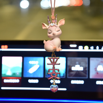 汽车挂件一路平安创意车载后视镜挂饰吊坠车内车挂可爱小鹿装饰品