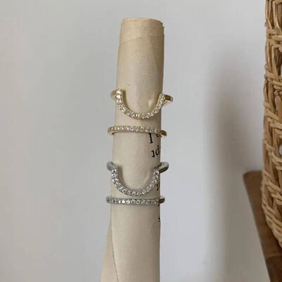 Geometric Open Adjustable Nail Ring Korean Fashion Rhineston