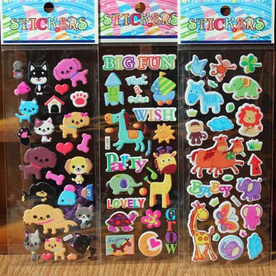 Childrens Cartoon Animal Bubble Stickers 3D Car Bonus Stick