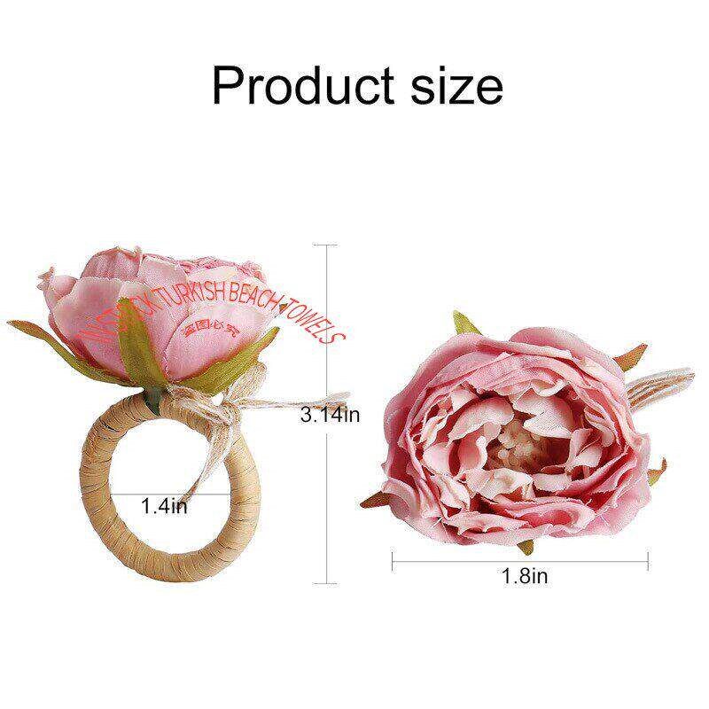 12PACK Pink Peony Flower Napkin Ring粉色花朵餐巾扣西餐口布圈