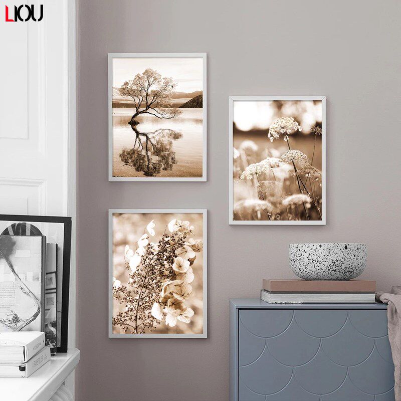 Lake Bridge Dandelion Flower Reed Quote Wall Art Painting P