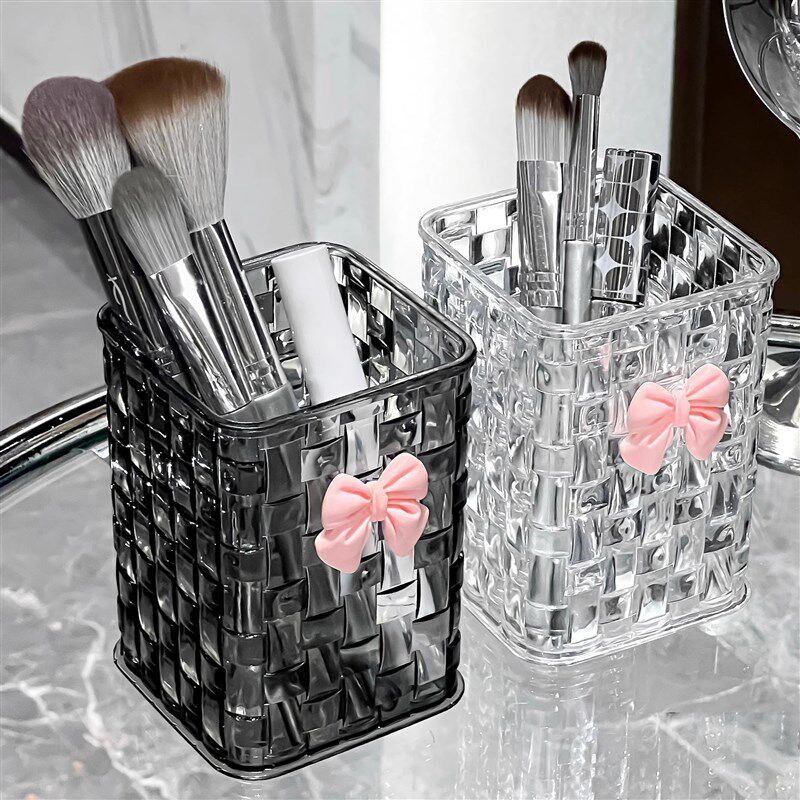 Durable Clear Acrylic Desk Organizer with Bow Accent PMMA Pe