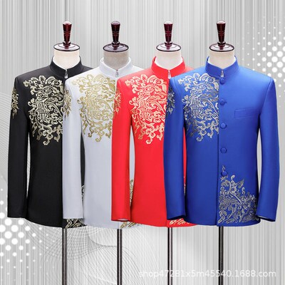 Lixel Mens Chinese-oshan Suit Costume Choir Costume Embroid