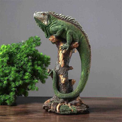 Jungle Lizard Animal Statue Gecko Reptile Sculpture Home