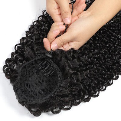 Live Hair Wig Kinky Cly Drawstring Tail Huamn Hair Drawstrin