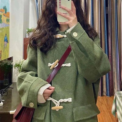 Cotvotee Solid Wool Coats for Women 2023 Autumn Winter New L