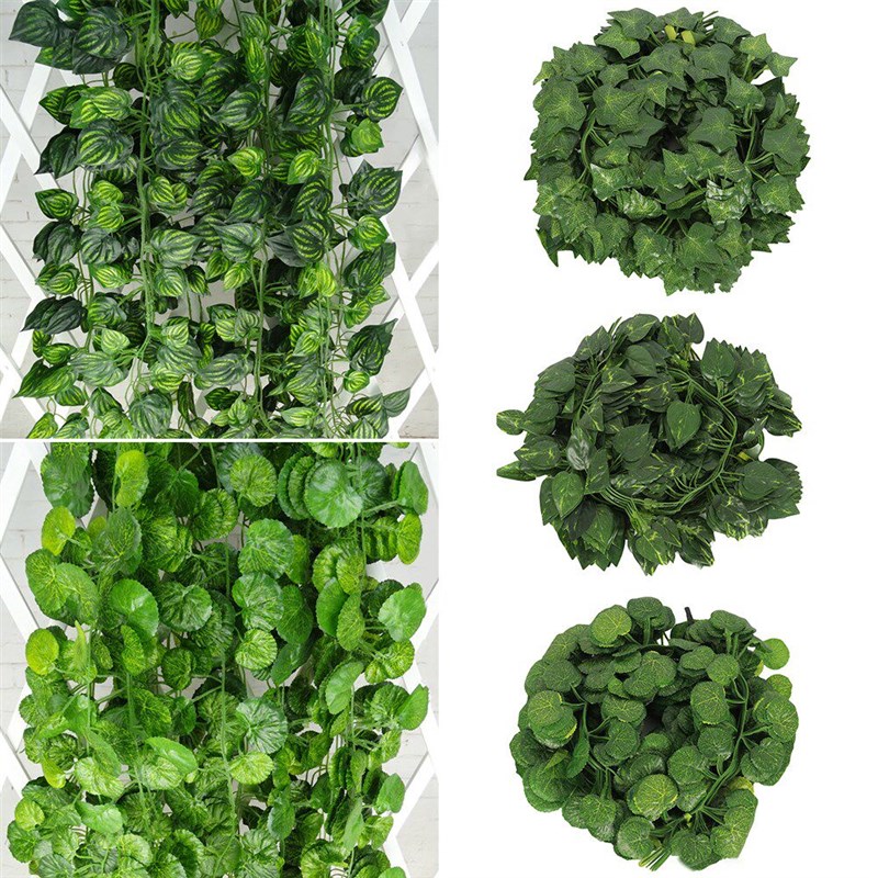 New 2m Artificial Grape Fake Creeper green leaf Ivy vine For