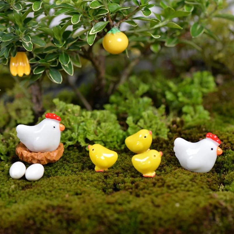 Mix 12 Pcs Chick Hen Nest Egg Figurine Miniatures Home