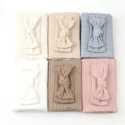 New Baby Swaddle Quilt Set Newborn Polycotton Solid Color Wh