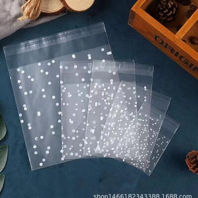 100pcs Plastic Transparent Packing Cellophane Bags Polka Dot