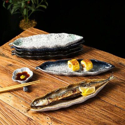 Japanese Cuisine Sashimi Cutlery Ceramic Cold Dish Saury