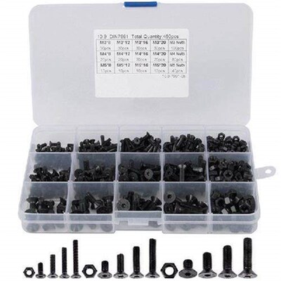 460Pcs M3 M4 M5 Alloy Steel Countersunk Flat Head Hex