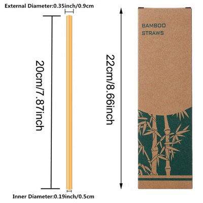 10 Pcs Natural Bamboo Straws Environmentally Friendly Bamboo