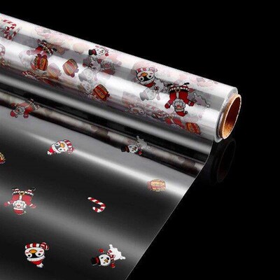 STOBOK 2.5 Mil Thickness Cellophane Wrap Roll Santa Claus