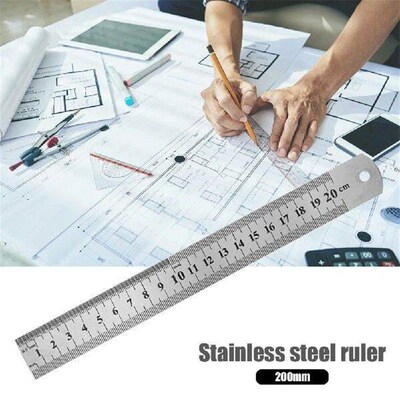 15-50cm Stainless Steel Metal Straight Ruler Metric Rule