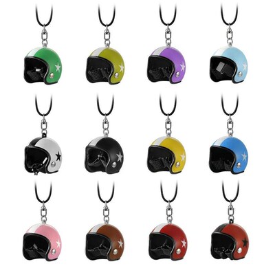 Cute Car Pendant Helmet Rearview Mirror Hanging Cartoon Auto