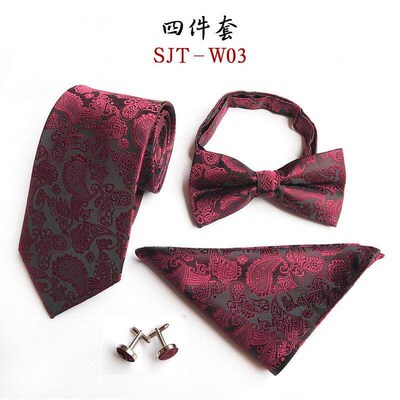 领带套 necktie cufflinks bow Tie hanky men suit 4 sets gift