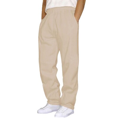 Casual Fashion Mens Loose Working Pants Pocket Lace Straigh