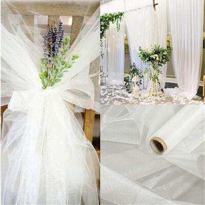 10m/lot 48cm Sheer Crystal Organza Tulle Roll Fabric for Wed