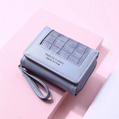 Crocodile Pattern Short Splice Small Wallet Ladies PU Leathe