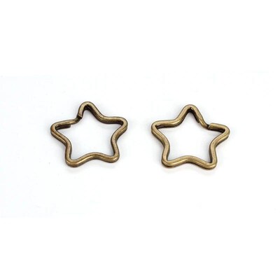 10pcs 35x30mm Star Small Key Rings Bulk Split Keychain Rings