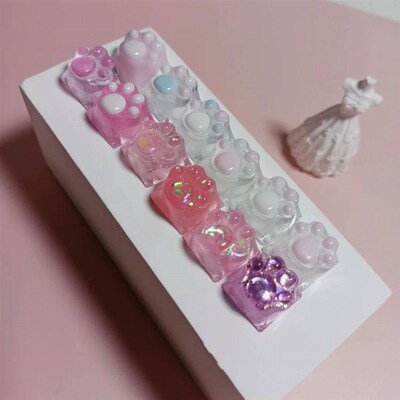 4 Pcs/set Cat Claw Keycap Cute Transparent Mechanical Keyboa