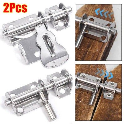 2Pcs Durable Anti-theft Wooden Door Bolt Stainless Steel