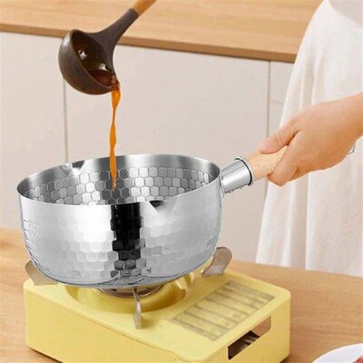 Saucepan with Wood Handle Multipurpose Pasta Pot Round Easy